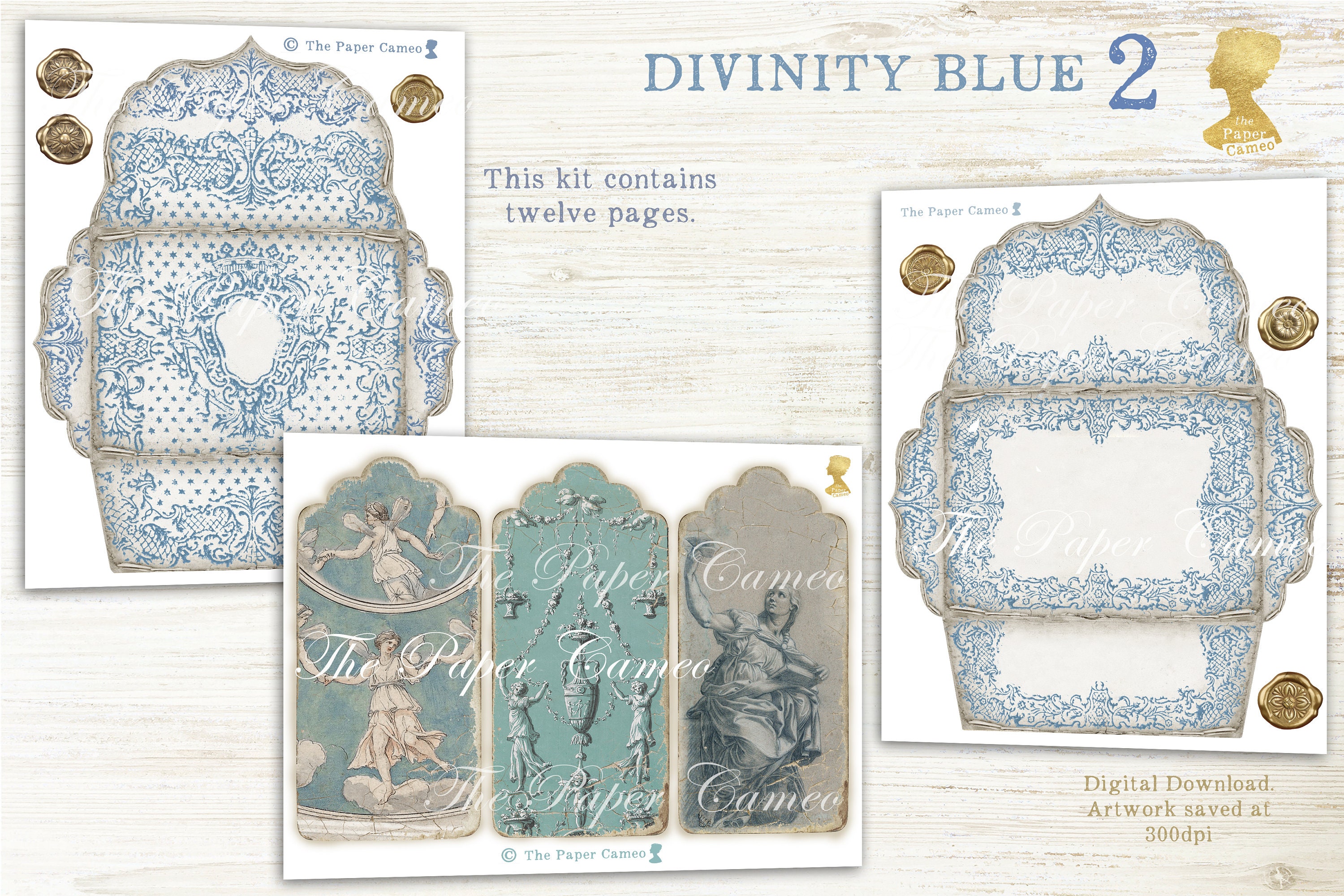 DIVINITY BLUE 2 Ephemera, Blue Themed Digital Ephemera, Blue Journal ...