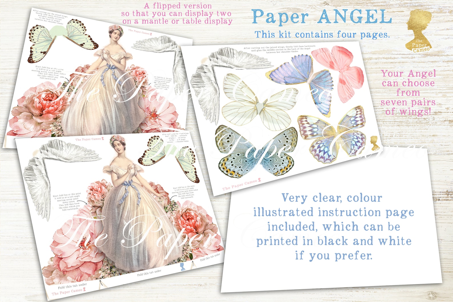 PAPER ANGEL Digital Printable, Paper Christmas Decoration, Christmas ...