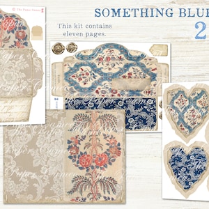 SOMETHING BLUE 2, Blue Vintage Ephemera Printable, Shabby Blue Ephemera ...