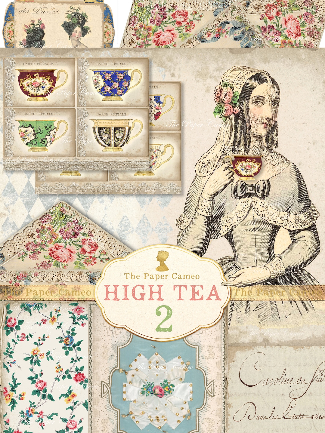 HIGH TEA 2 Ephemera Printable, Tea Party Digital, Vintage French ...