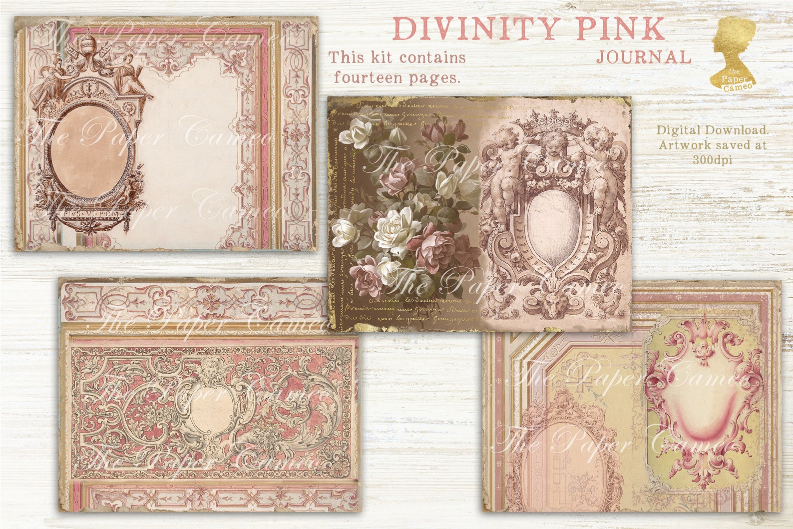 DIVINITY PINK Journal, Angel Journal Printable, Romantic French ...