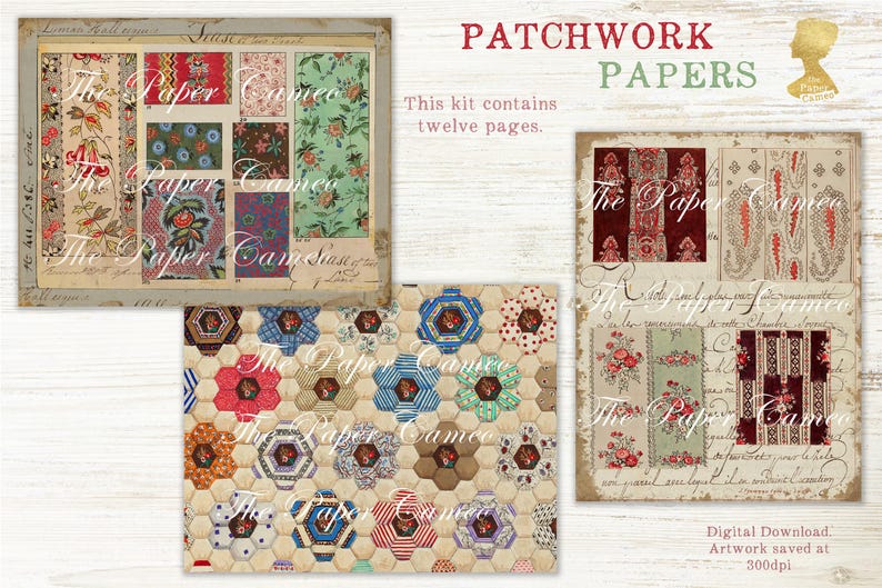 PATCHWORK PAPERS Digital Download, Patchwork Printables, Fabric ...