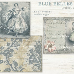 BLUE BELLES Journal Printable, Blue Digital Junk Journal, Romantic Teal ...