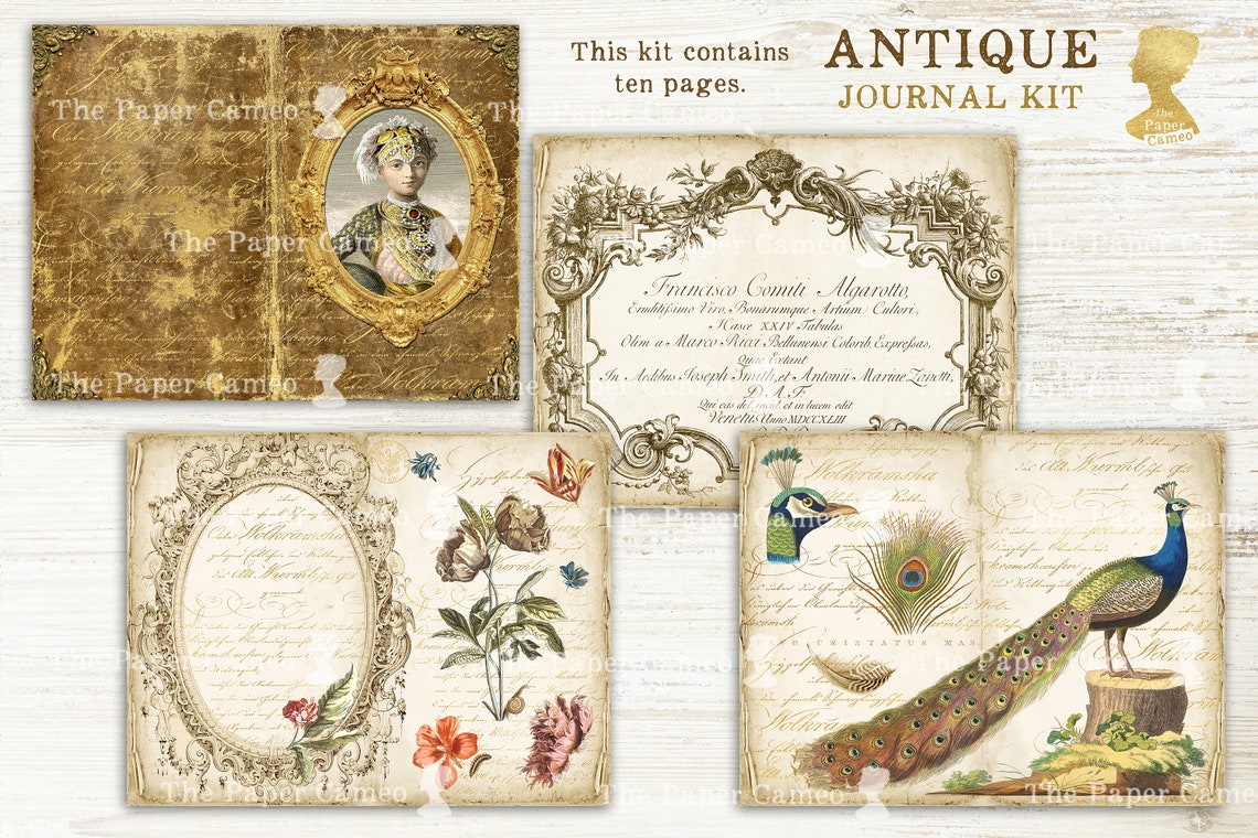 ANTIQUE Journal Printable Digital Download, Antique Style Junk Journal ...