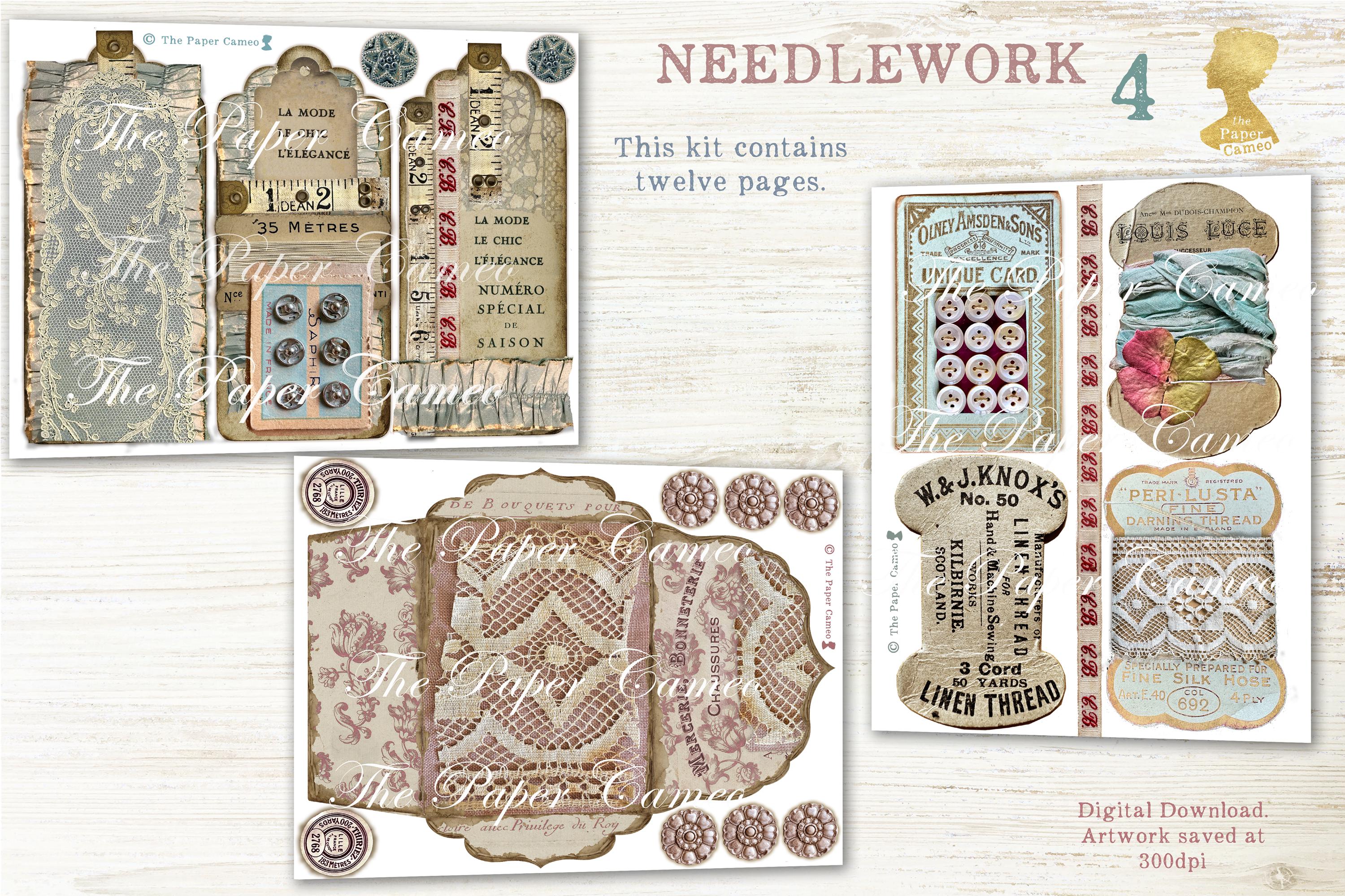 NEEDLEWORK 4 Journal Digital, Sewing Themed Junk Journal Digital ...