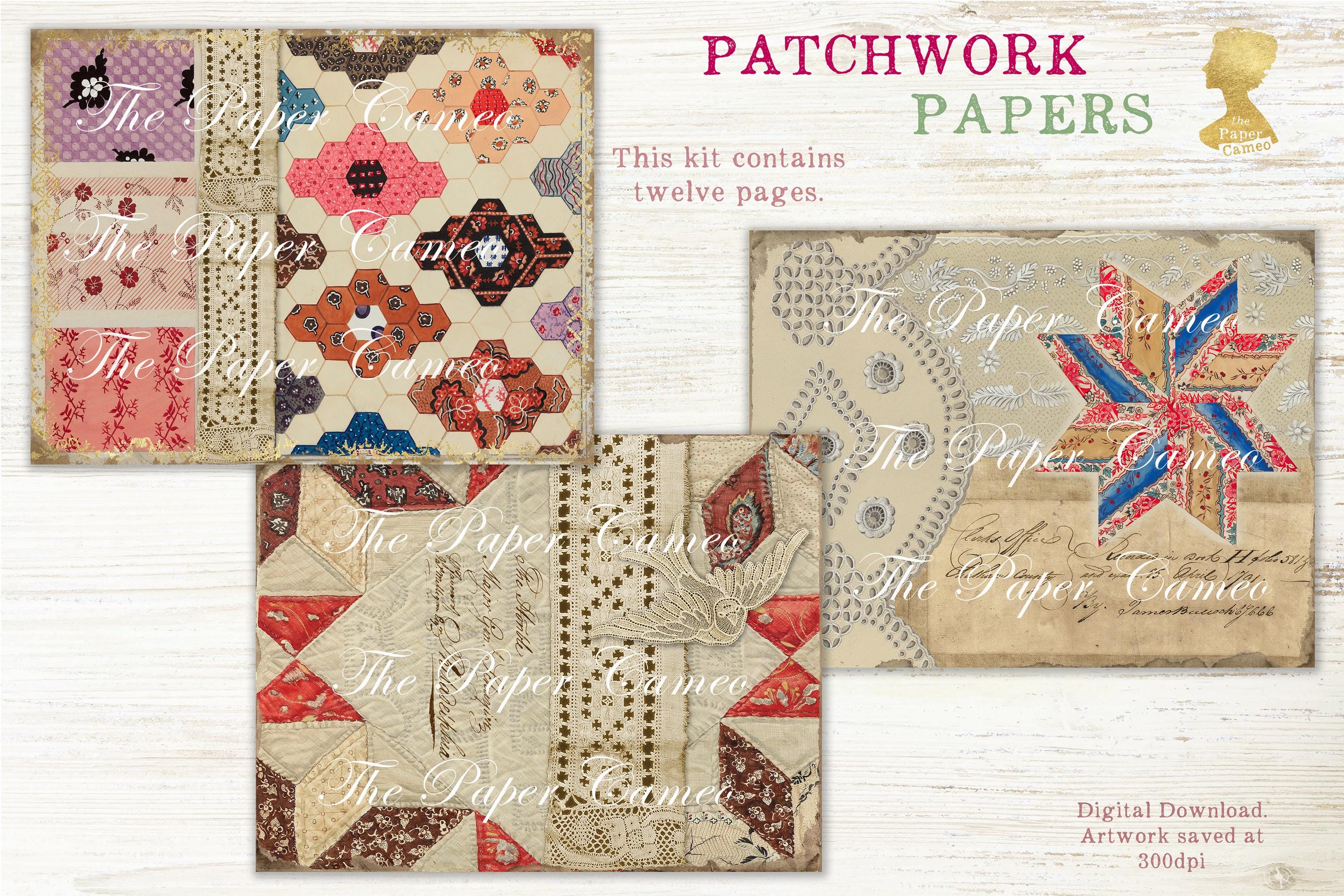 PATCHWORK PAPERS Digital Download, Patchwork Printables, Fabric ...