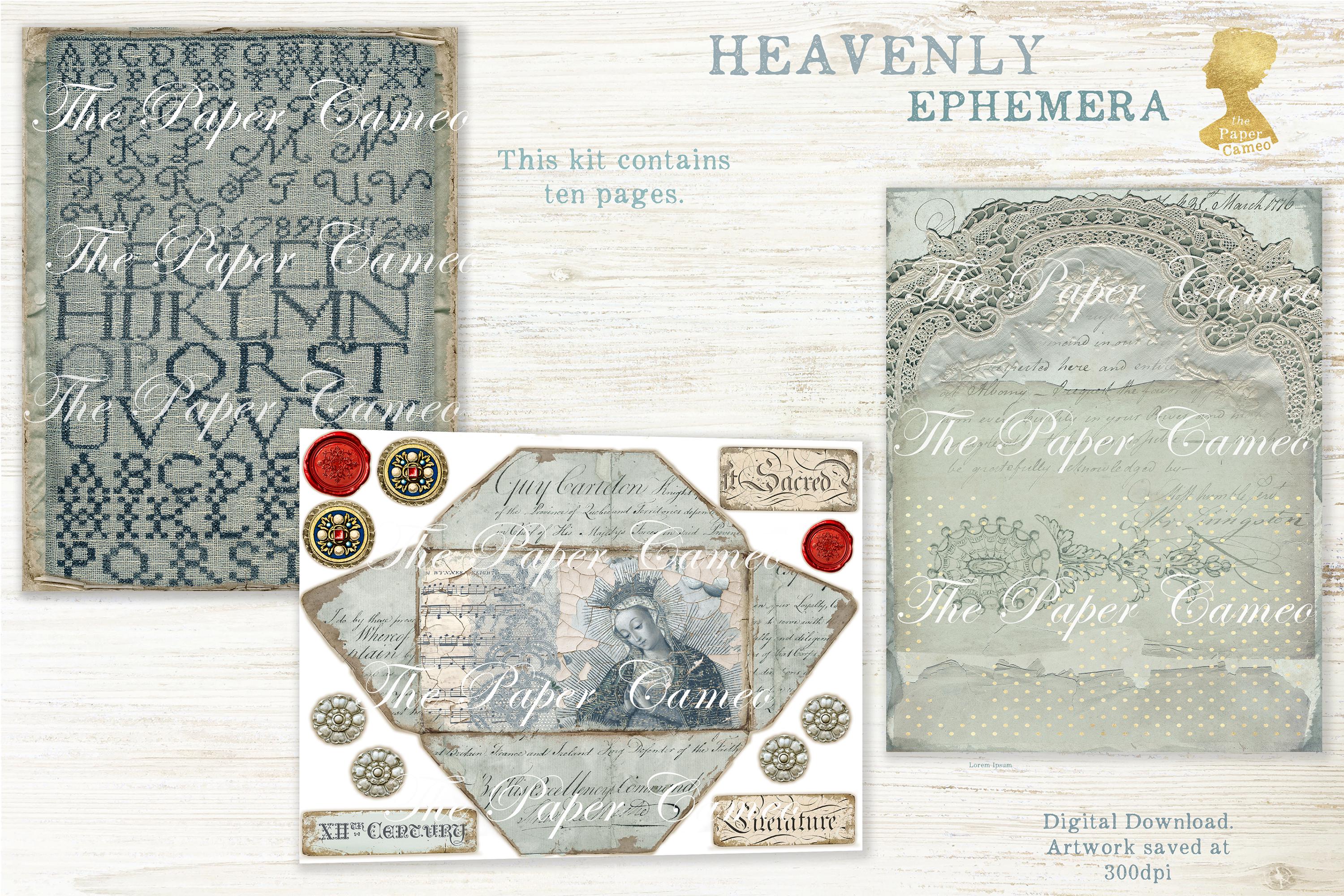 HEAVENLY EPHEMERA Printable, Blue Religious Themed Ephemera Digital ...