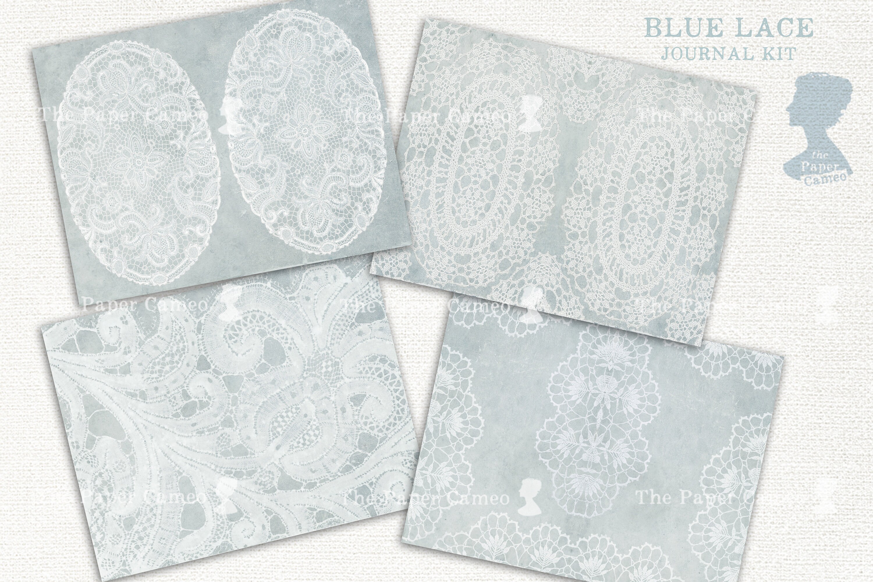 BLUE LACE Journal Pages Printable Vintage Lace Junk Journal - Etsy