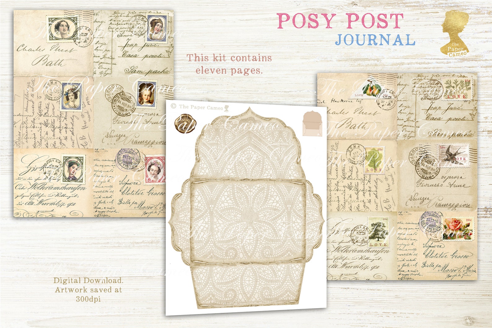 POSY POST Journal, Faux Stamps Printable, Vintage Postage Stamps ...