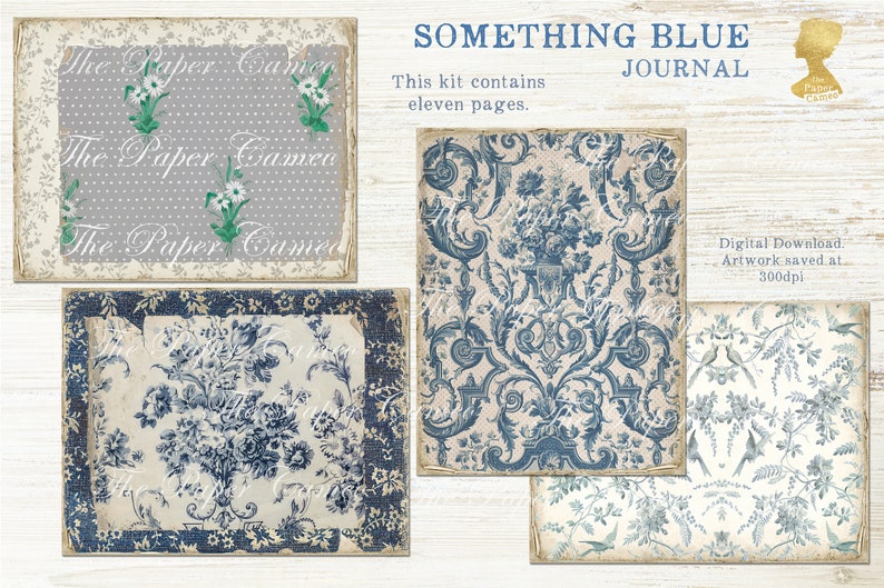 SOMETHING BLUE Journal Blue Vintage Journal Printable - Etsy