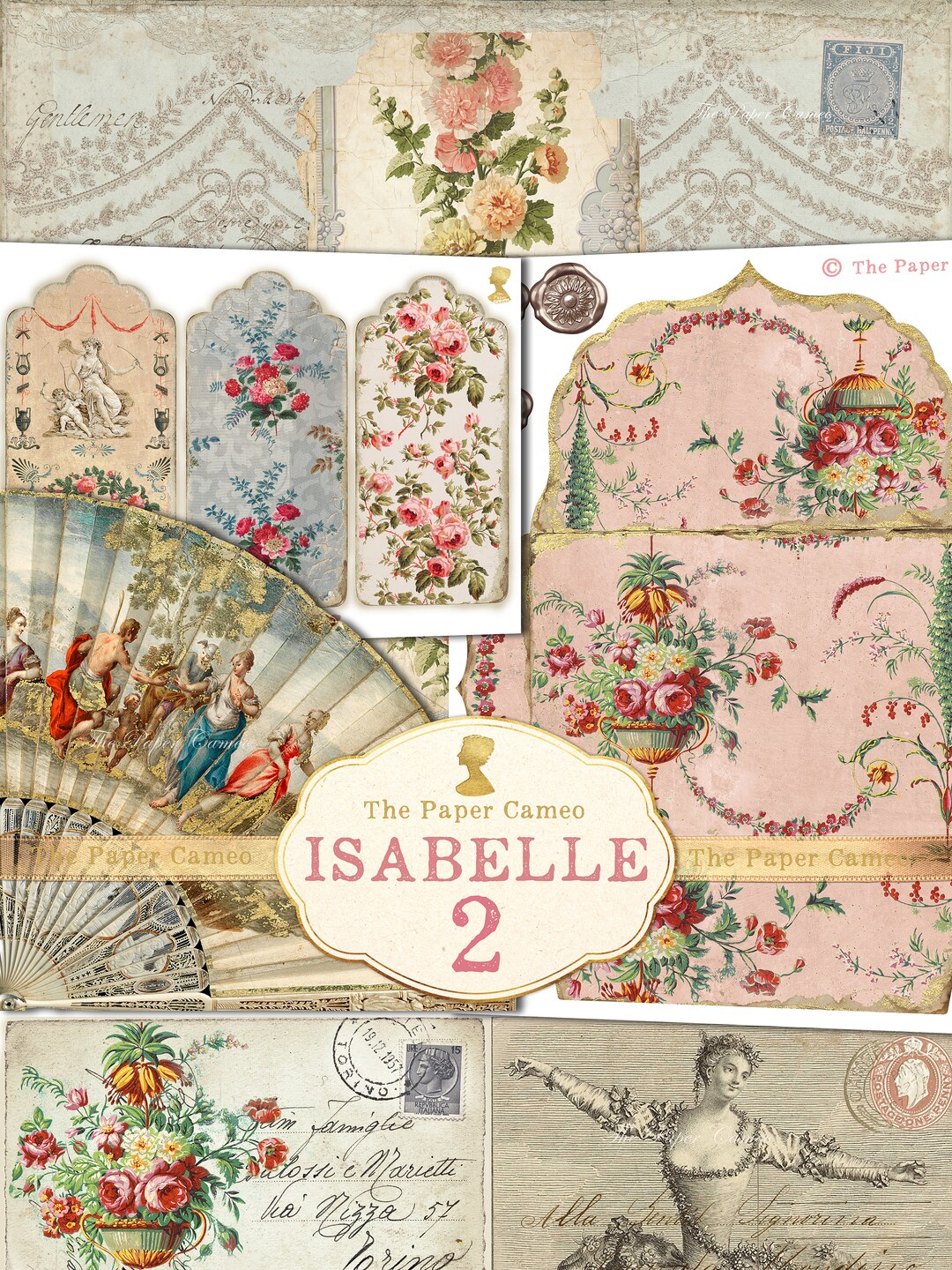 ISABELLE 2 Ephemera, Vintage French Style Ephemera Printable, Shabby ...
