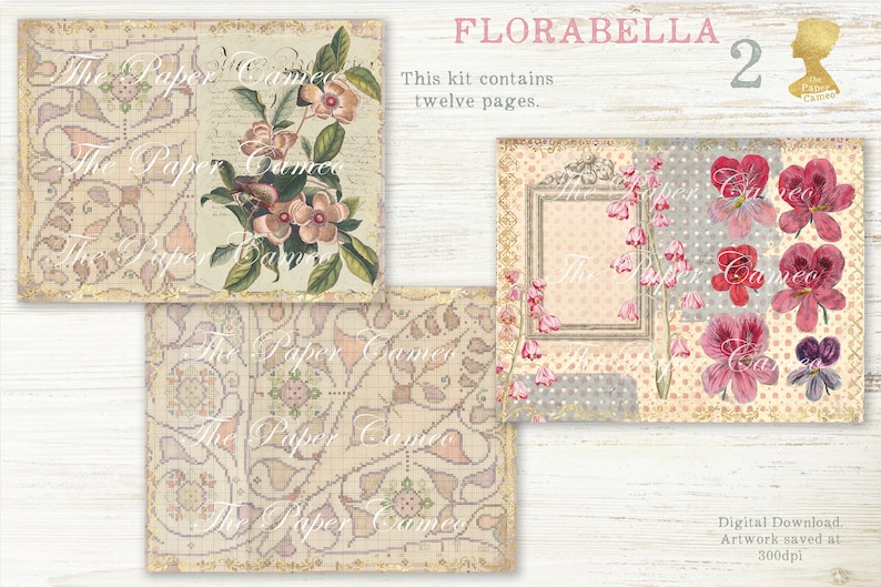 FLORABELLA 2 Ephemera Printable, Vintage Floral Ephemera Digital ...