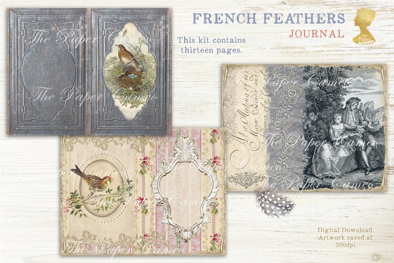 FRENCH FEATHERS, Spring Journal Printable, Spring Theme Digitals ...