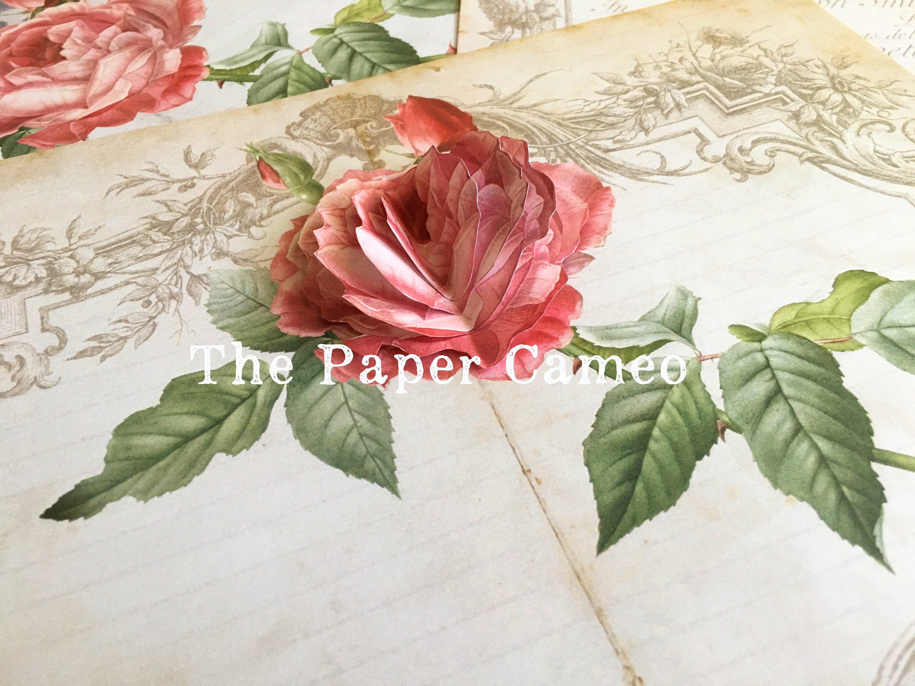 RED ROSE Printable Junk Journal Insert, Rose Pop up Paper Craft, Rose ...