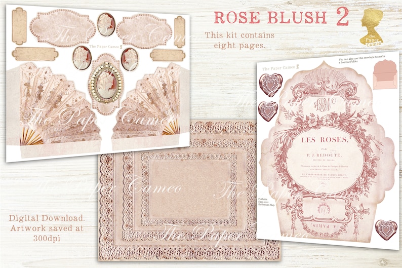 ROSE BLUSH 2, Shabby, Rose, Pink Printable, Rose Journal Printable ...