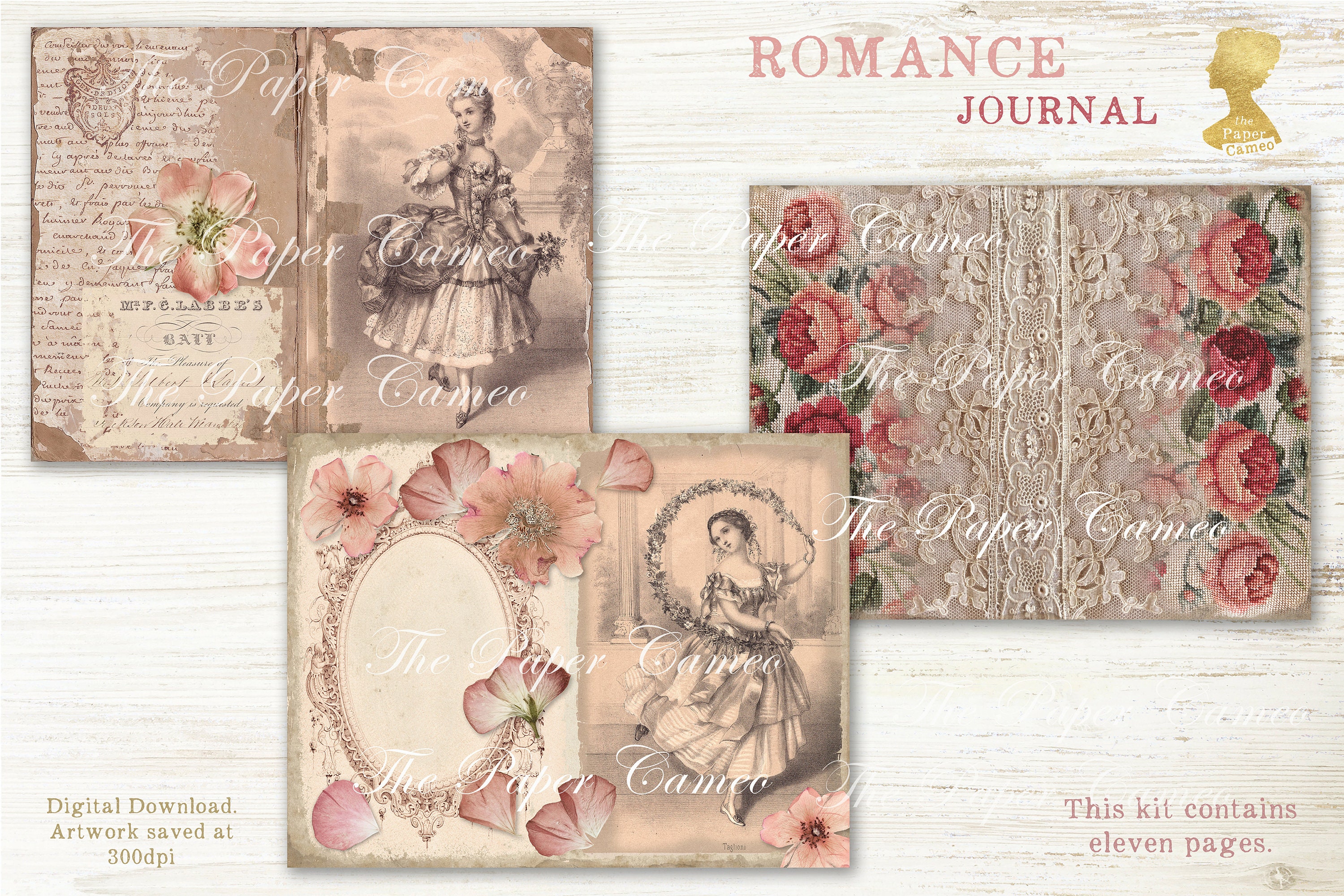 ROMANCE Journal Printable, Valentine Journal Digital, Valentine Junk ...