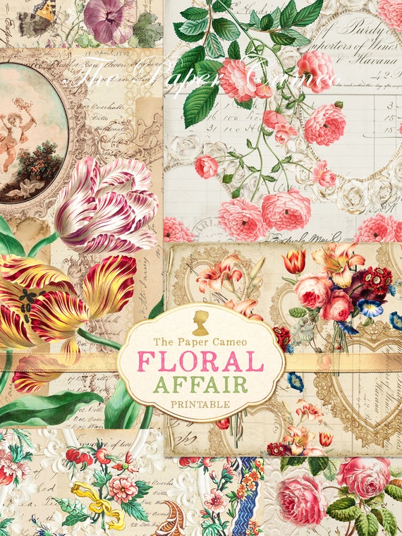 FLORAL AFFAIR Antique Floral Paper Printable Vintage Roses - Etsy