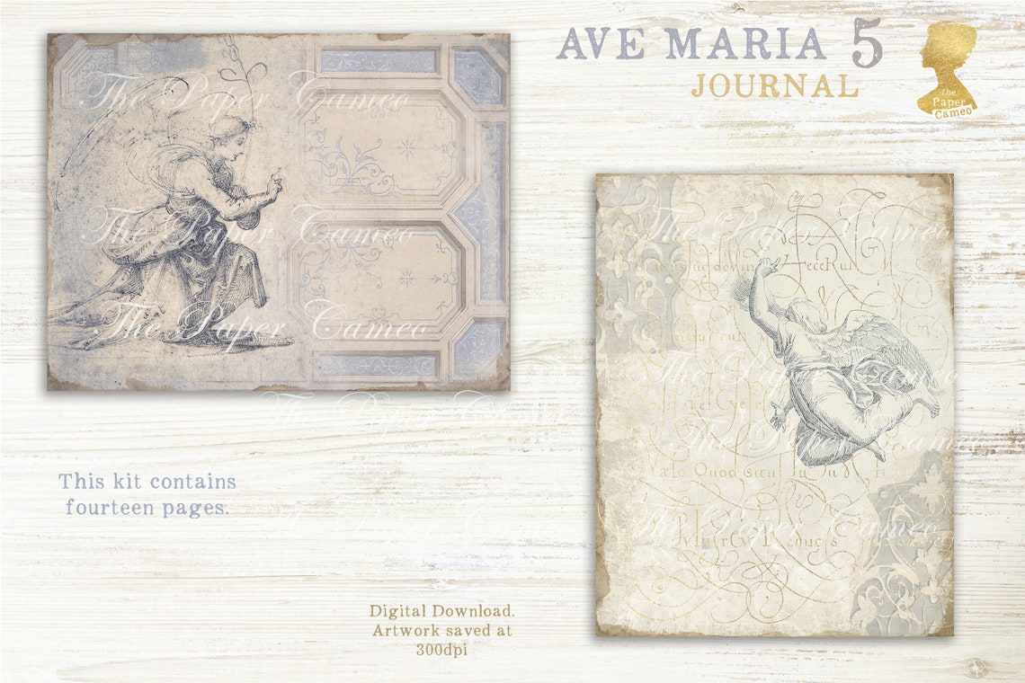 AVE MARIA 5 Journal Digital Download, Angel Junk Journal, Madonna and ...