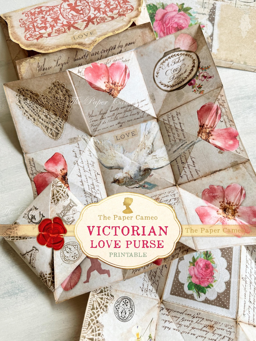 VICTORIAN LOVE PURSE Digital, Valentine Love Letter Printable, Antique ...