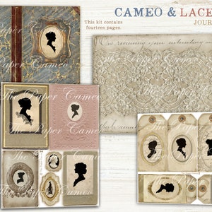 CAMEO & LACE Journal Printable, Paper Cameo Gift Tags Digital, Vintage ...