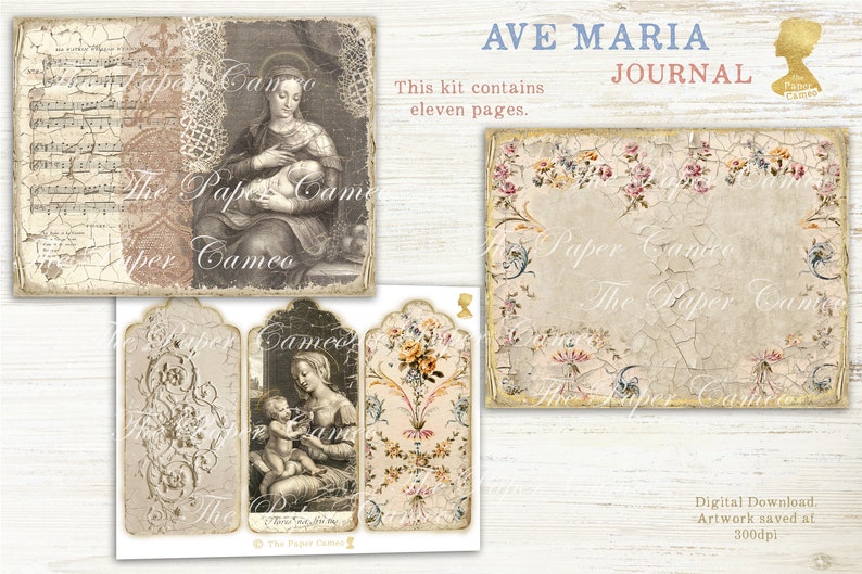 AVE MARIA Journal Printable, Christmas Themed Journal, Religious ...