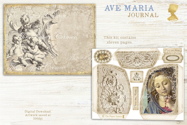 AVE MARIA Journal Printable, Christmas Themed Journal, Religious ...