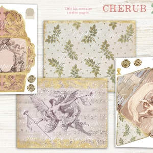 CHERUB 2 Christmas Ephemera Printable, Cherub Digital, Christmas ...