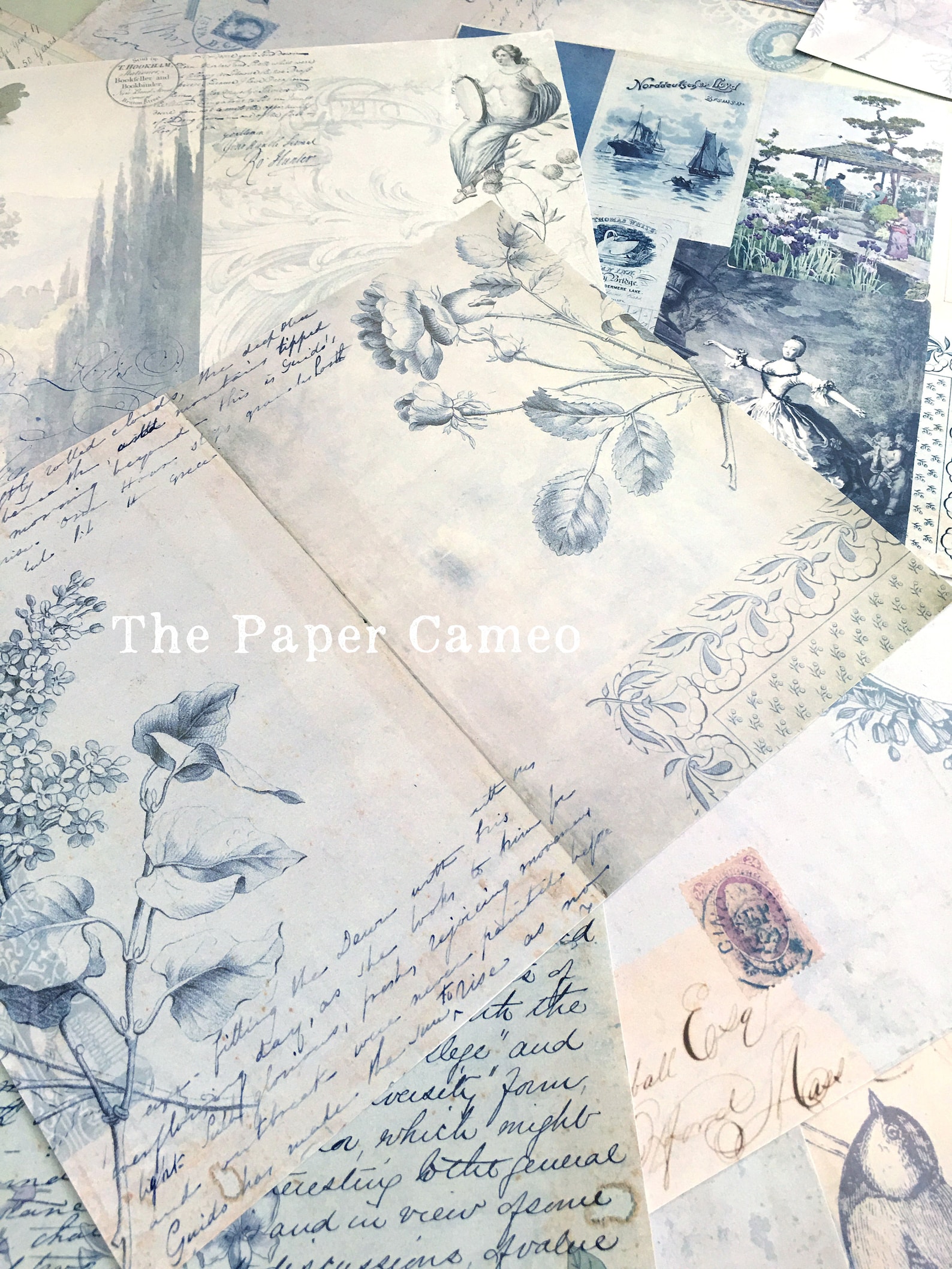 FADED BLUE Journal,blue Themed Journal Printable Digital Kit, Shabby ...