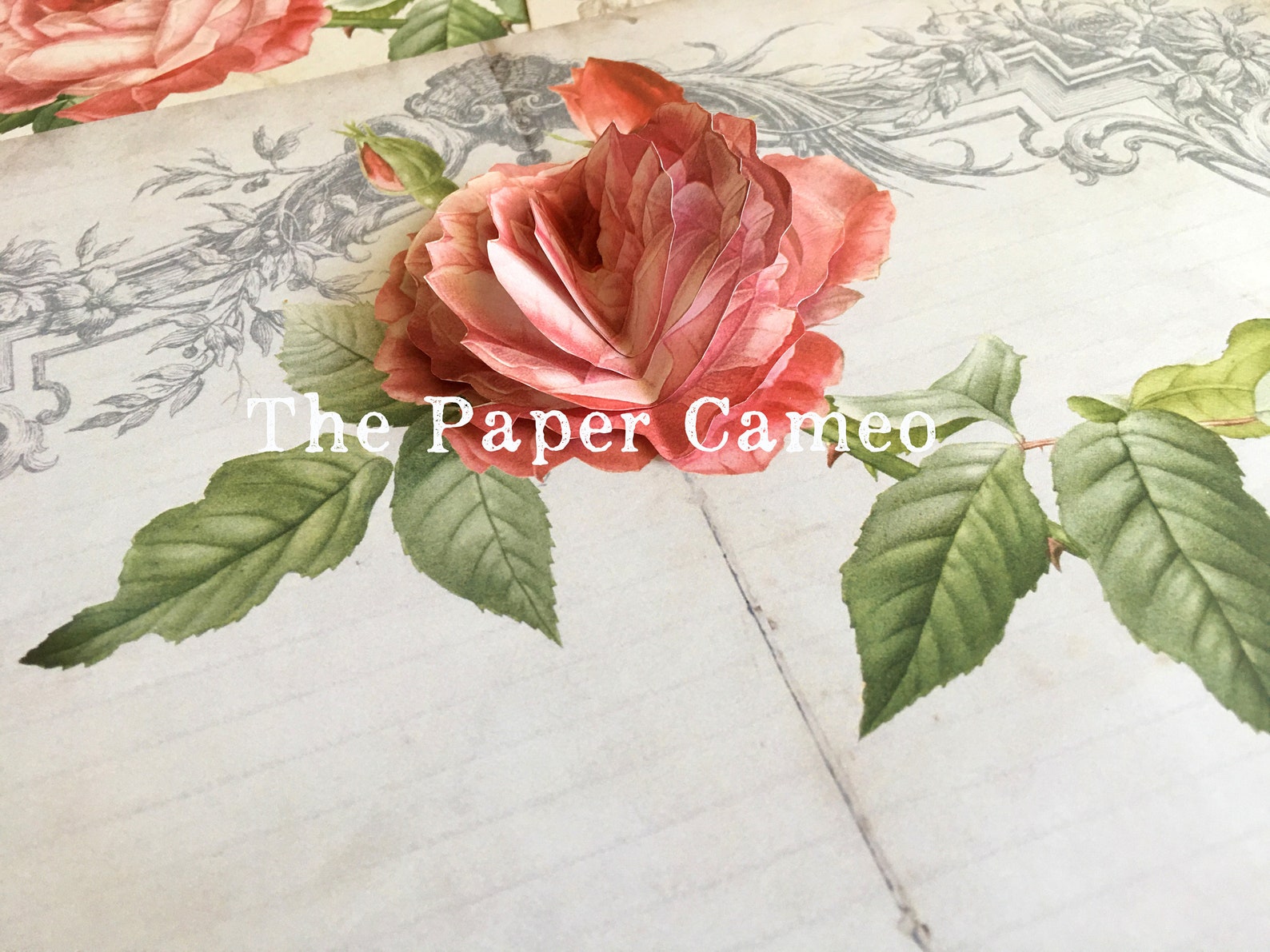 RED ROSE Printable Junk Journal Insert Rose Pop up Paper | Etsy