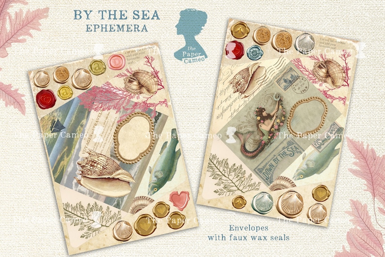 BY THE SEA Ephemera Printable, Sea Theme Ephemera Digital Download ...