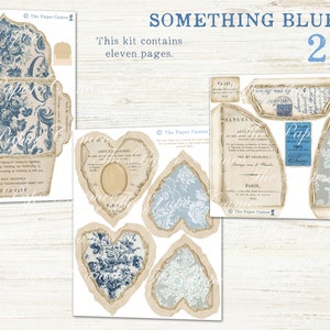 SOMETHING BLUE 2, Blue Vintage Ephemera Printable, Shabby Blue Ephemera ...