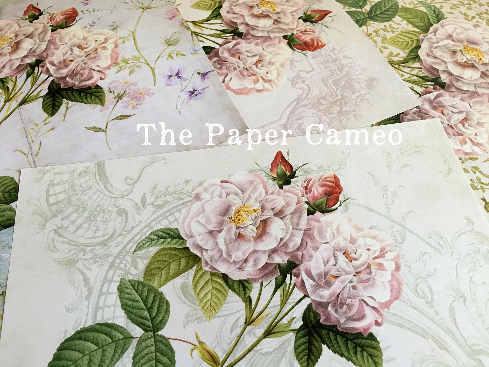 PINK ROSE Printable Junk Journal Insert Rose Pop up Paper | Etsy