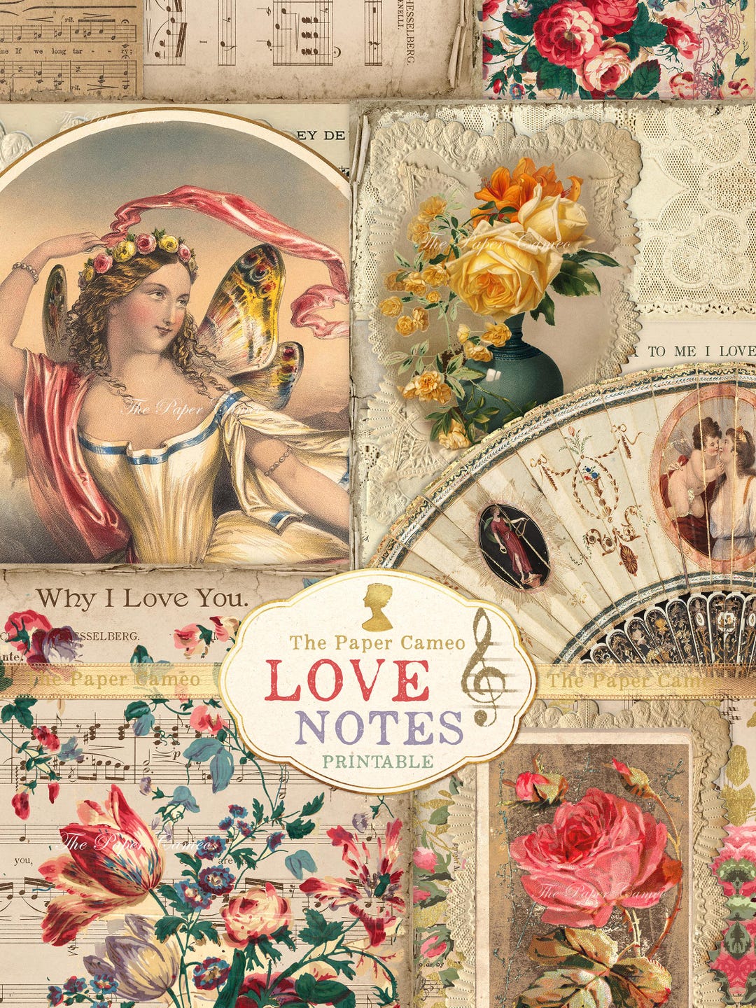 LOVE NOTES Journal Printable, Valentine Themed Junk Journal, Valentine ...
