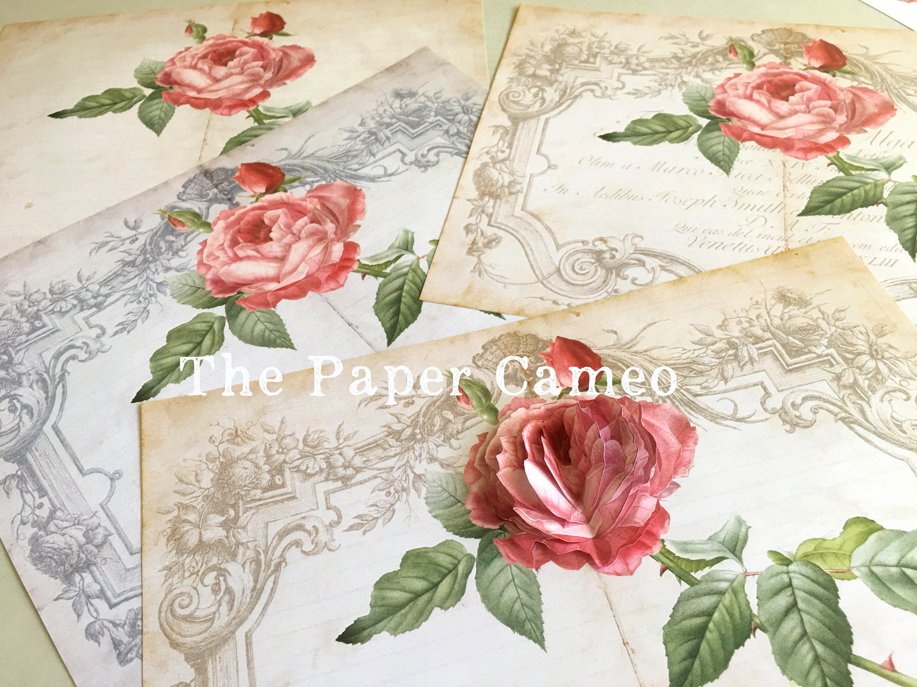 RED ROSE Printable Junk Journal Insert, Rose Pop up Paper Craft, Rose ...