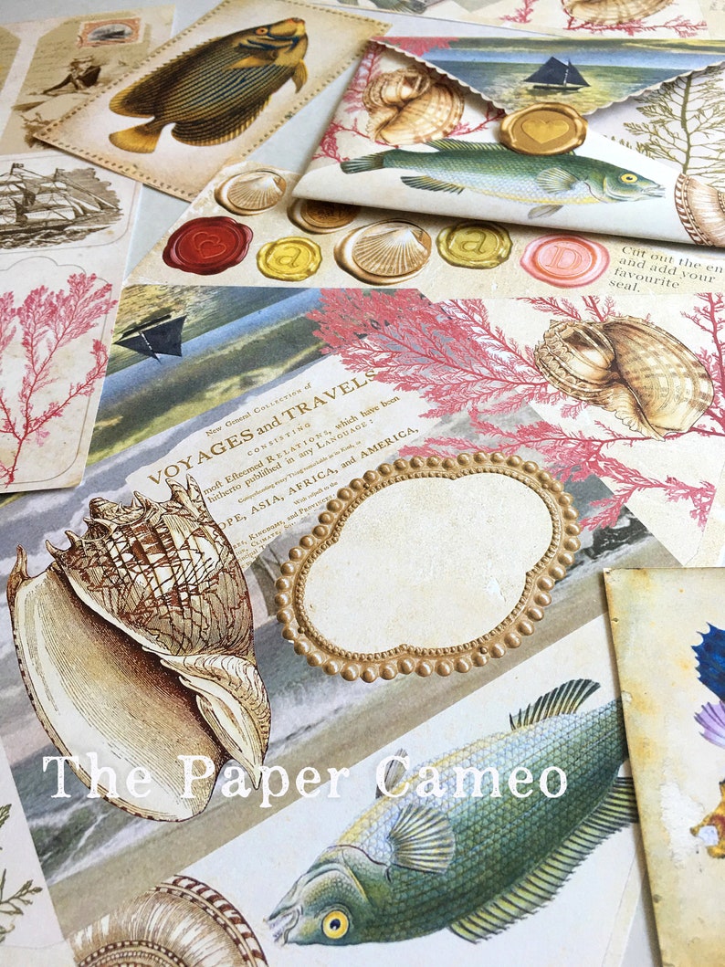 BY THE SEA Ephemera Printable, Sea Theme Ephemera Digital Download ...