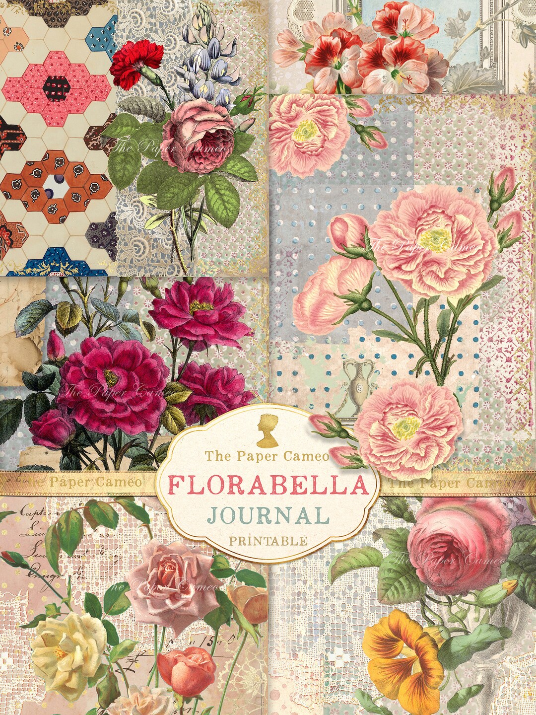 FLORABELLA Journal Printable, Floral Journal Digital, Vintage Floral ...
