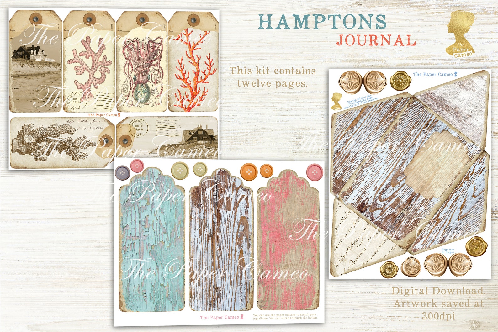 HAMPTONS, Sea Theme Printable Journal, Sea Junk Journal, Seaside ...