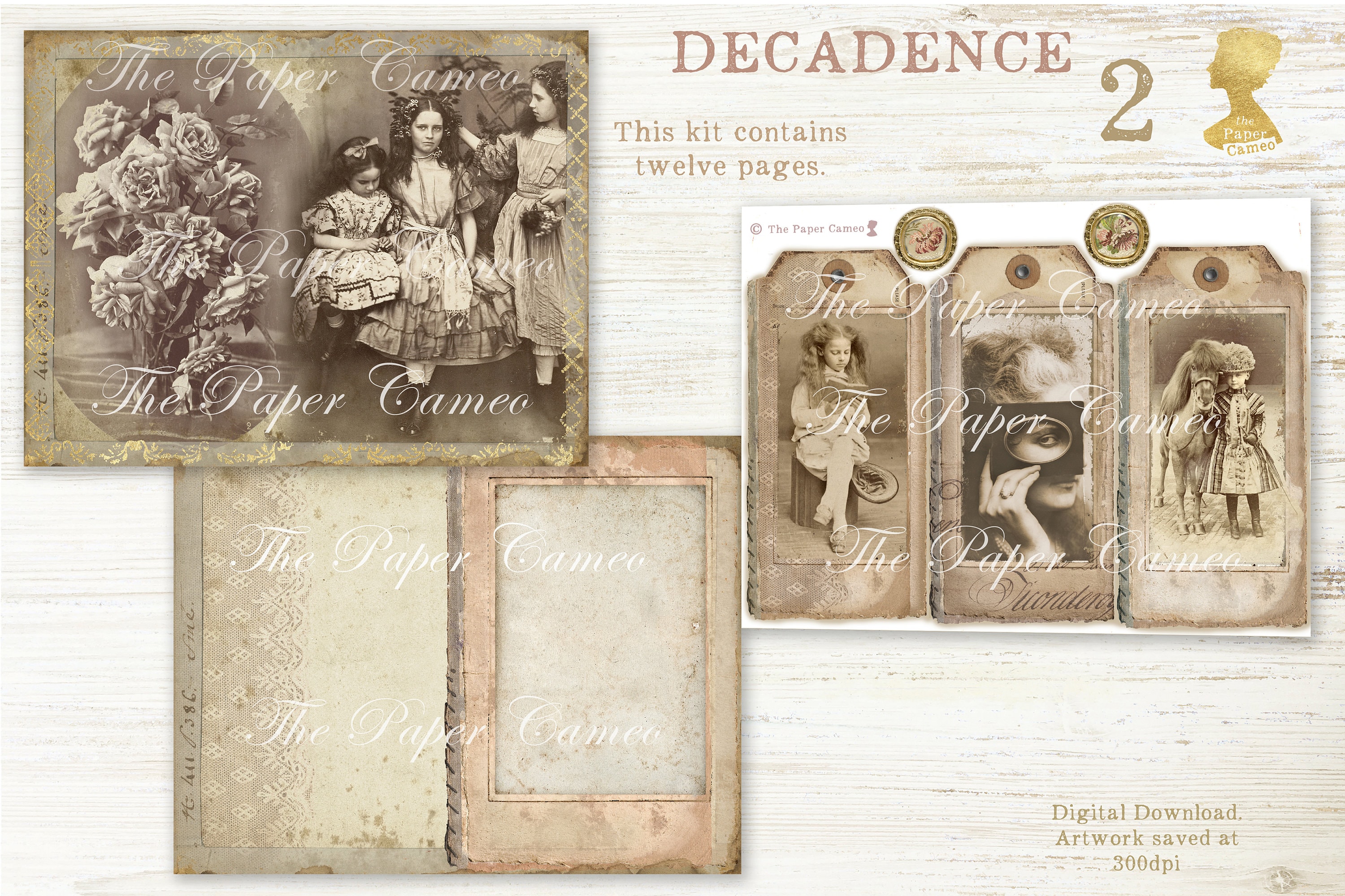 DECADENCE 2 Ephemera and Collage Pages Printable, Antique Sepia ...