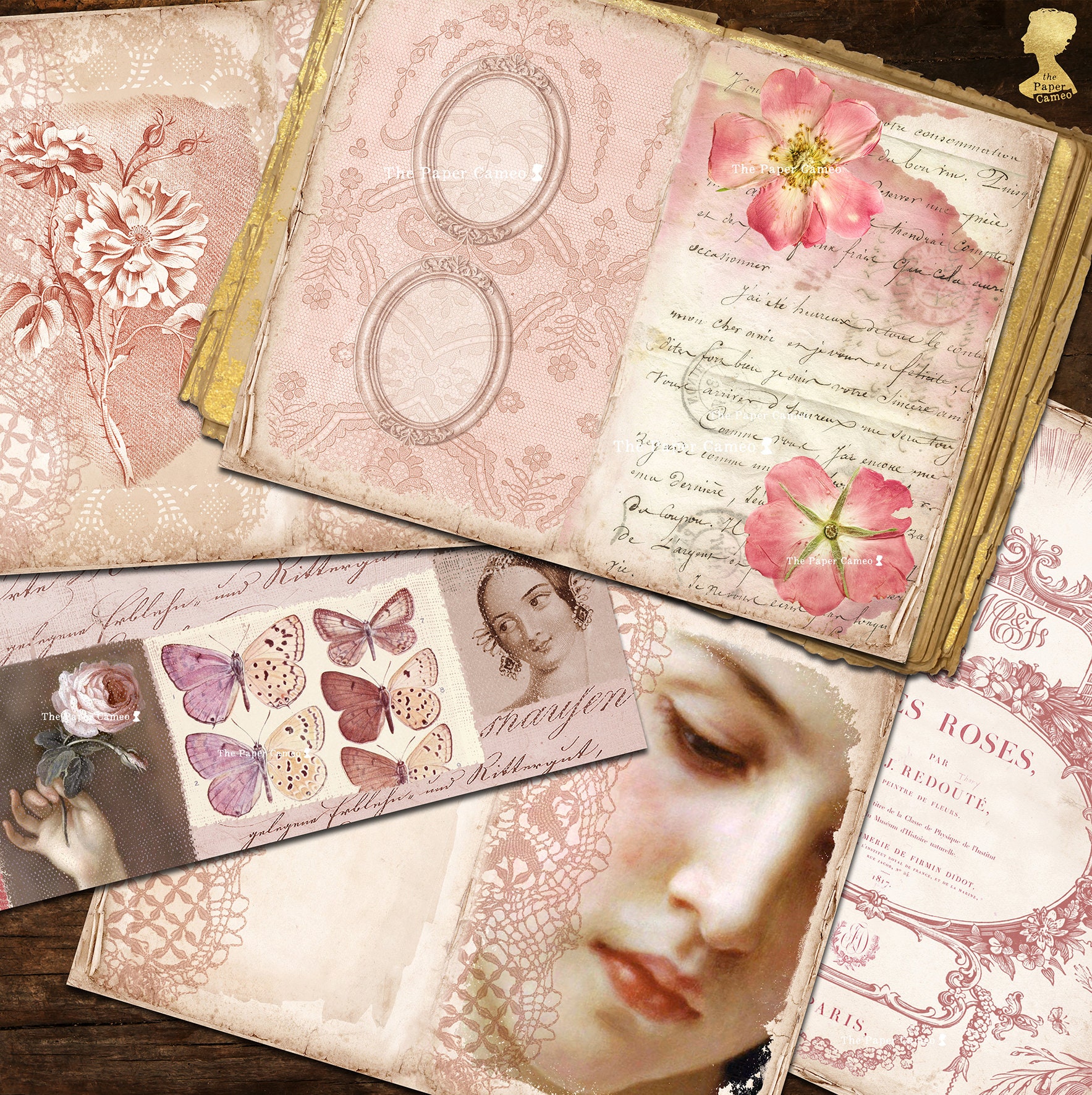 ROSE BLUSH Journal, Shabby Pink Journal, Vintage Rose, Junk Journal ...