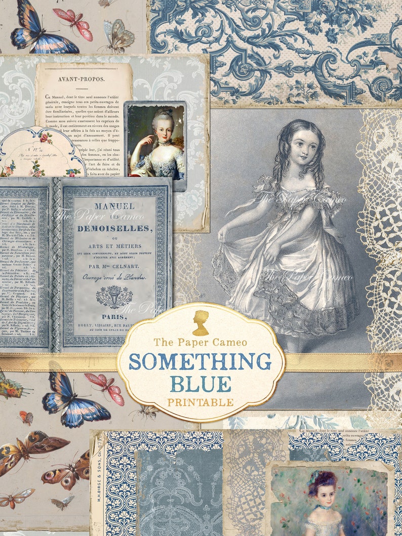 SOMETHING BLUE Journal Blue Vintage Journal Printable - Etsy