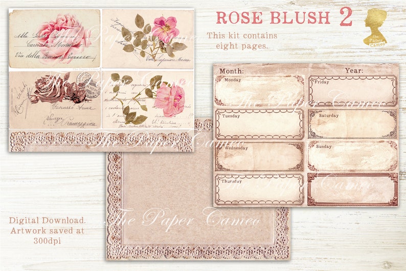 ROSE BLUSH 2, Shabby, Rose, Pink Printable, Rose Journal Printable ...
