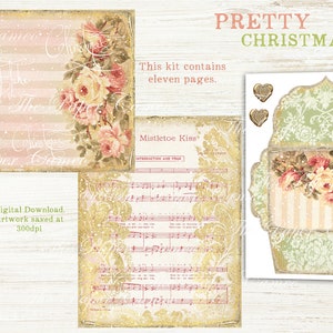 PRETTY CHRISTMAS Journal Printable, Shabby Chic Christmas Printable ...