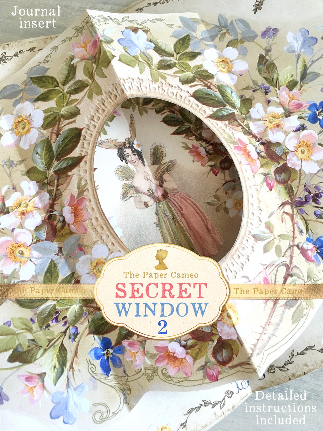 SECRET WINDOW 2 Journal Insert , Floral Ephemera Digital, Pop up Floral ...