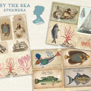 BY THE SEA Ephemera Printable, Sea Theme Ephemera Digital Download ...