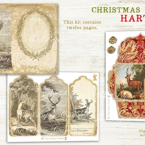 CHRISTMAS HART Journal, Reindeer Christmas Printable Ephemera ...