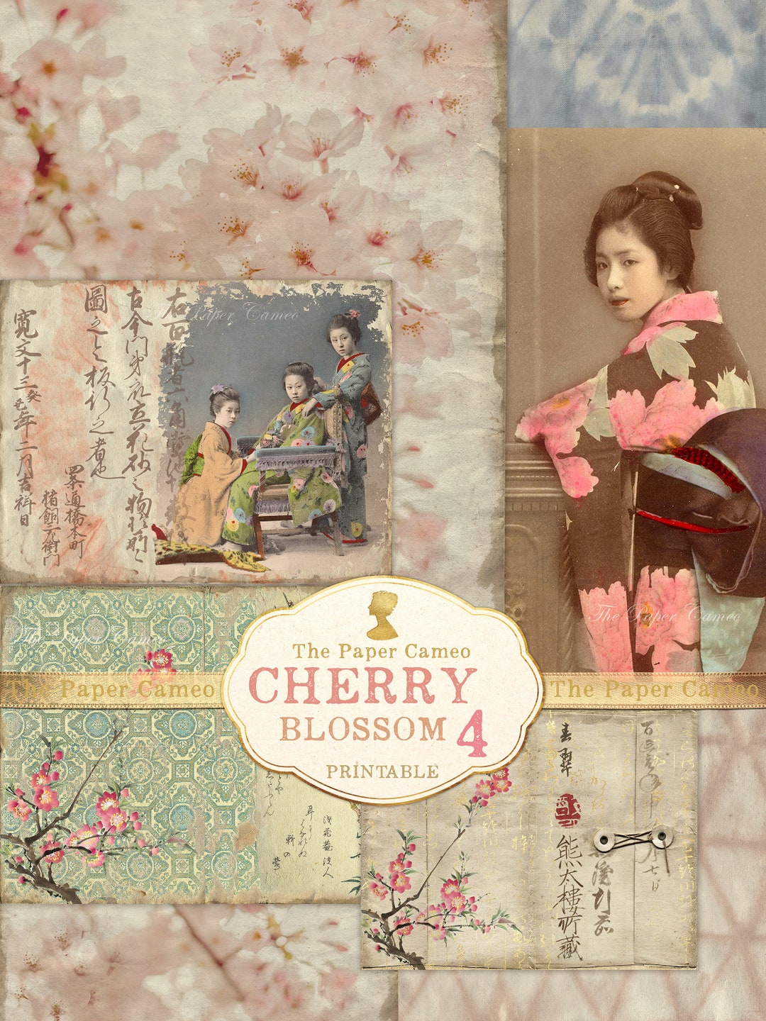 CHERRY BLOSSOM 4 Journal Digital, Japanese Theme Printable, Spring Junk ...