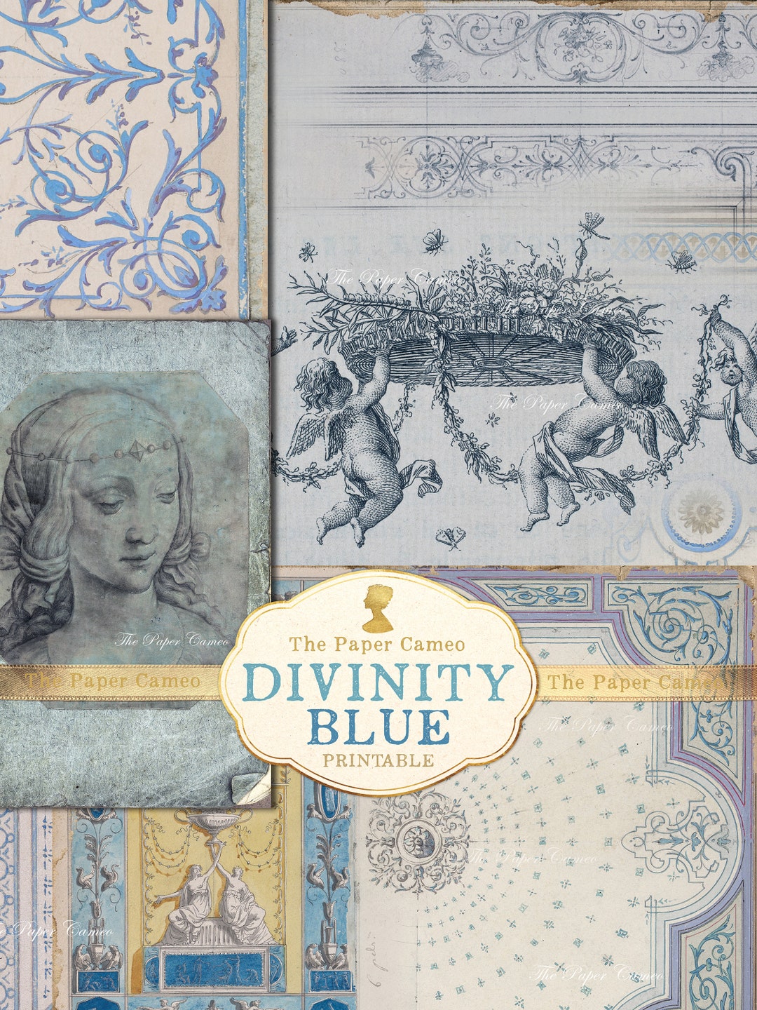 DIVINITY BLUE Journal, Antique French Blue Printables, Blue Junk ...
