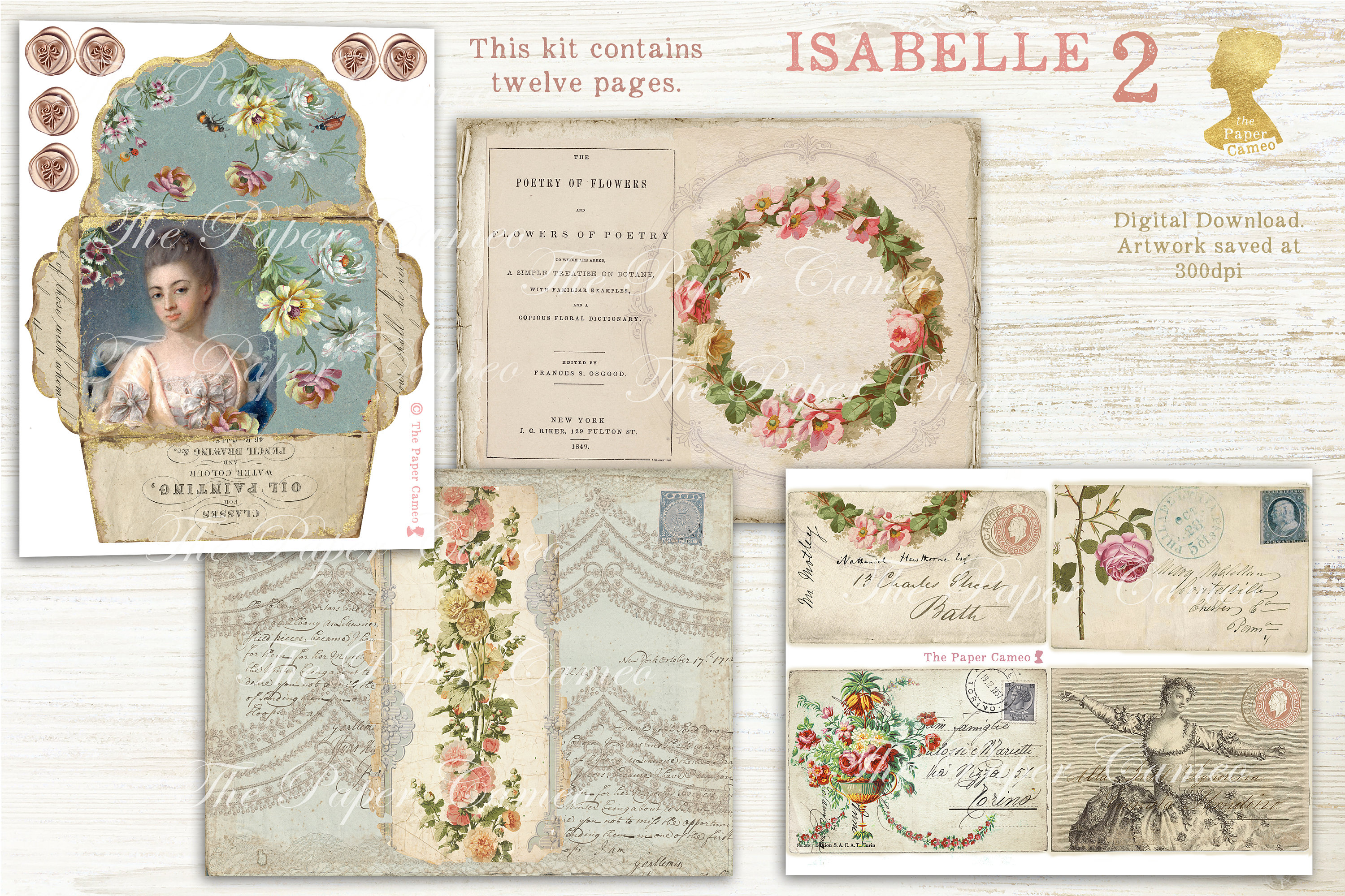 ISABELLE 2 Ephemera, Vintage French Style Ephemera Printable, Shabby ...