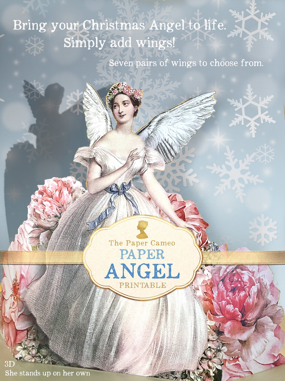 PAPER ANGEL Digital Printable, Paper Christmas Decoration, Christmas ...
