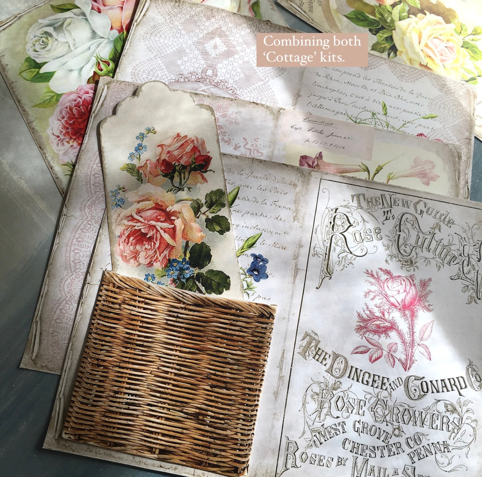 COTTAGE Ephemera Printable Cottage Theme Ephemera Floral - Etsy